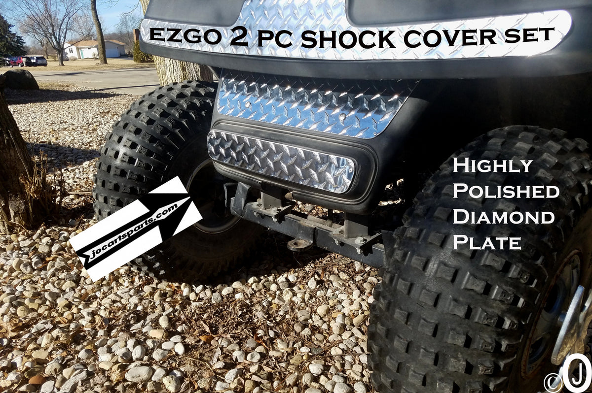 Ezgo Golf Cart Highly Polished Aluminum Diamond Plate Shock Shield cov ...